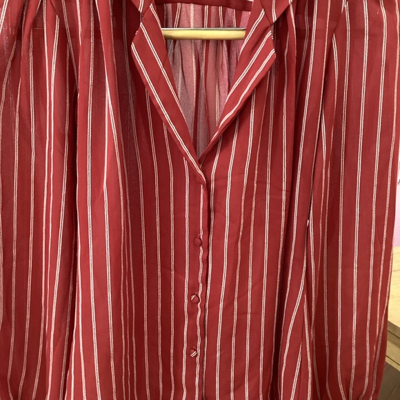 Vintage | Tops | Vintage Red Striped Button Down Blouse | Poshmark